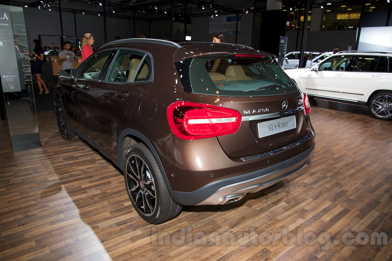 Mercedes GLA rear three quarter at the Moscow Motorshow 2014