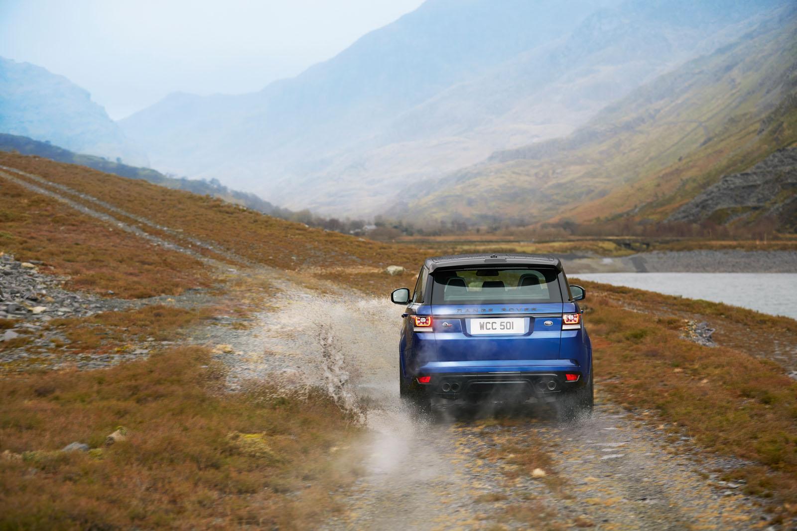 Range Rover Sport SVR press image off road rear