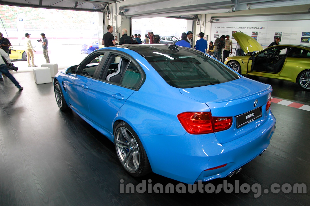 2015 BMW M3 rear three quarters view for India