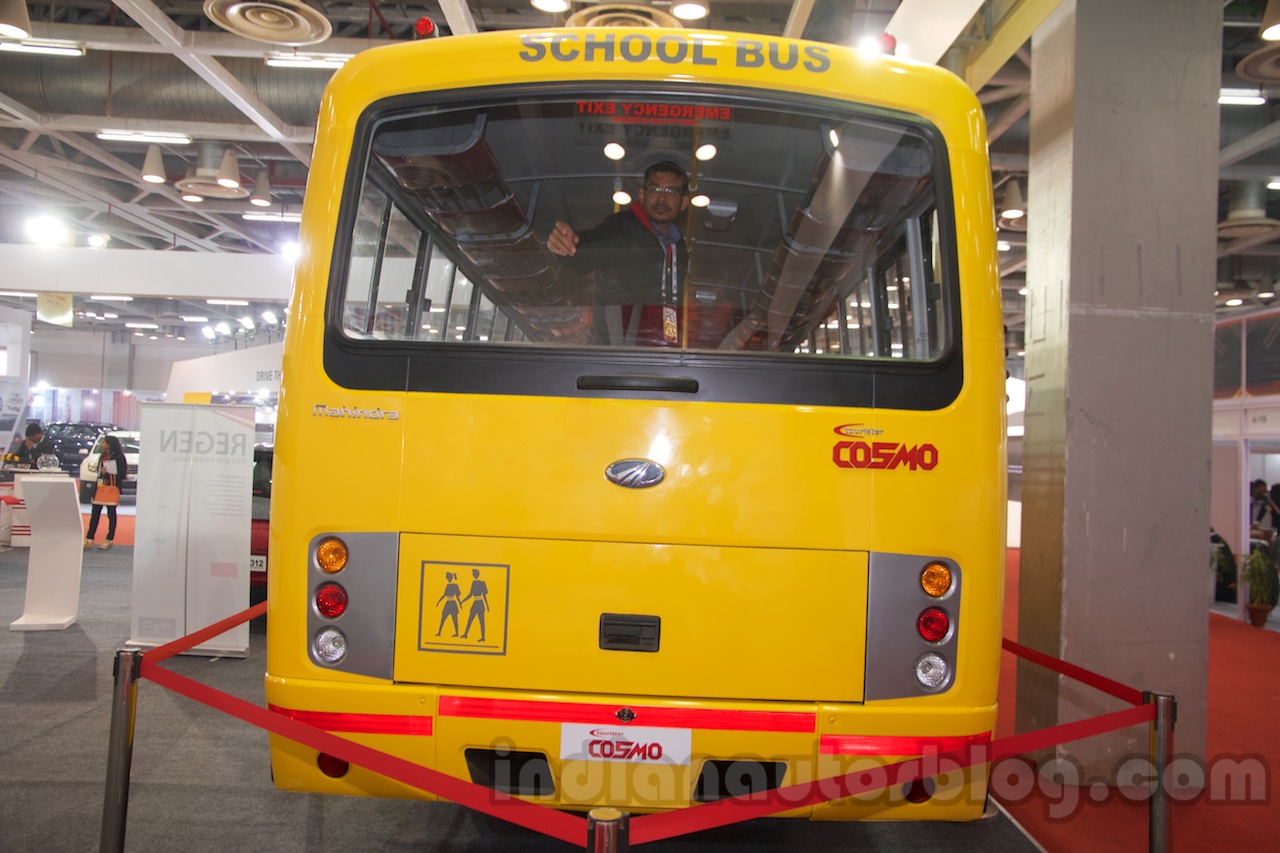 Mahindra Tourister School Bus rear at Bus and Special Vehicles Show 2015