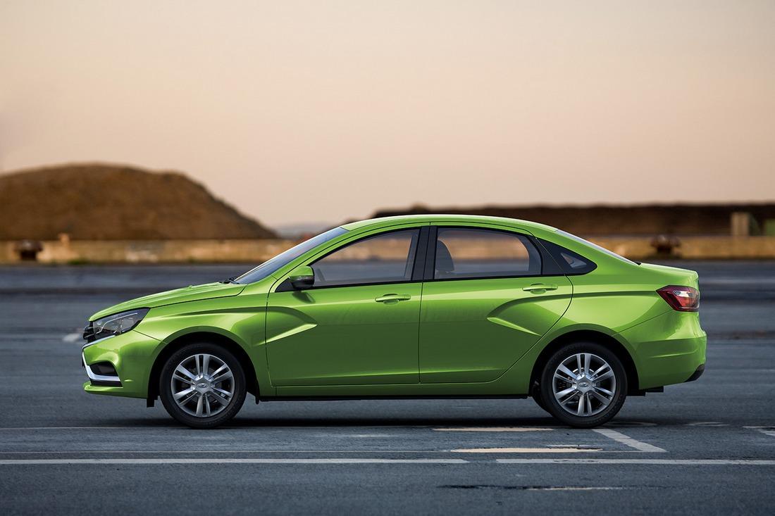 Lada Vesta side green press images