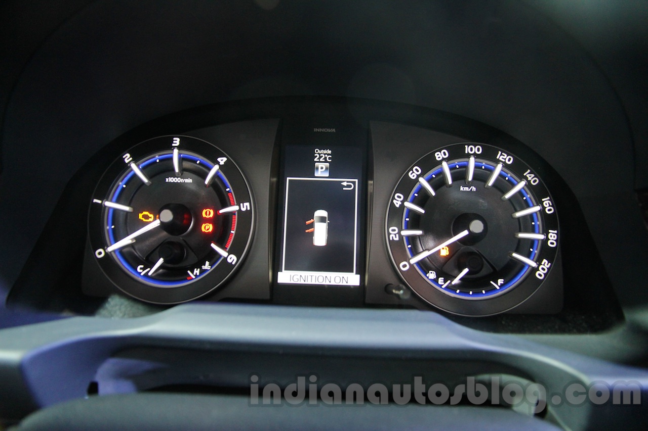 Toyota Innova Crysta 2.8 Z instrument cluster at the Auto Expo 2016
