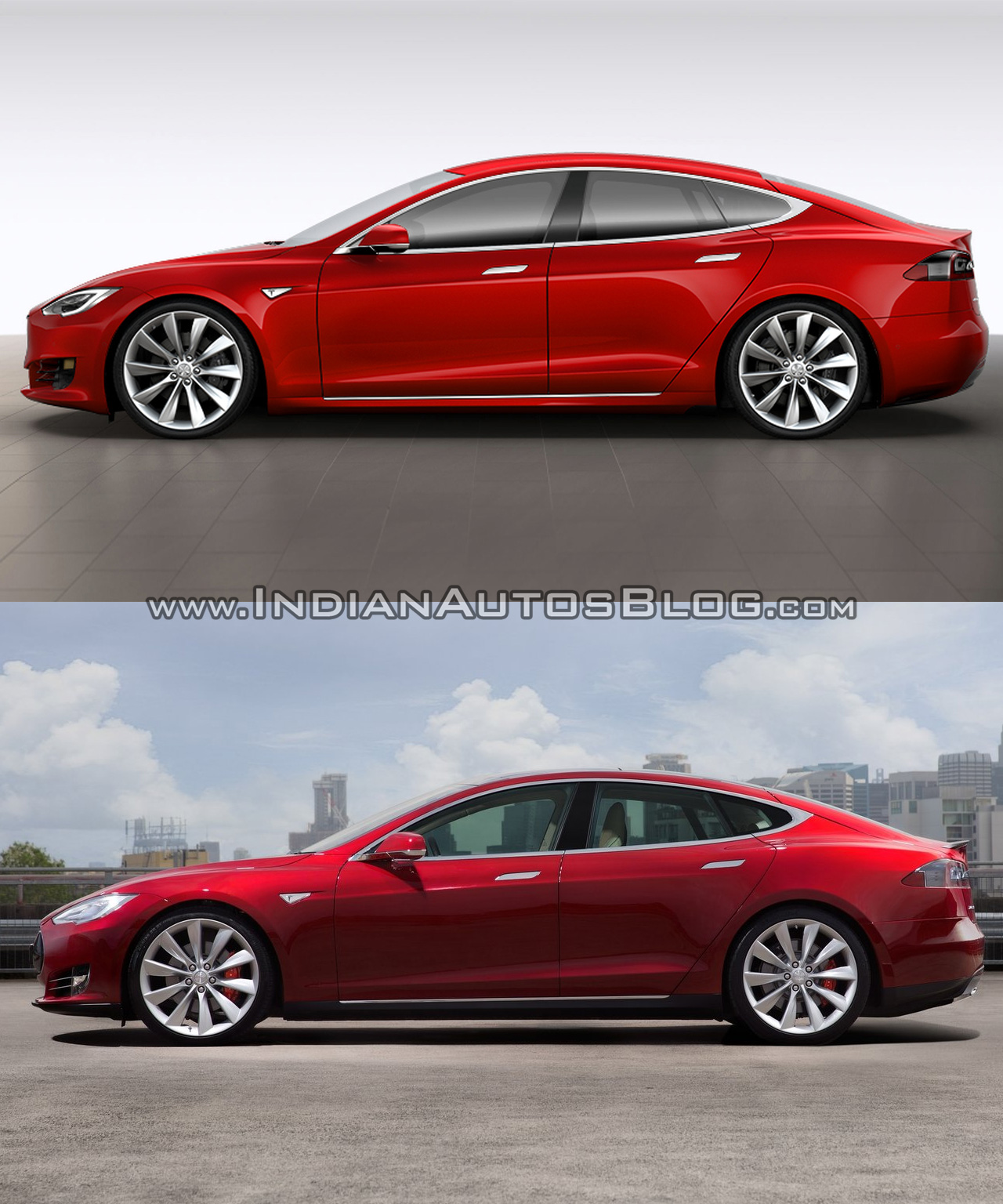 Tesla Model S old vs. new side profile
