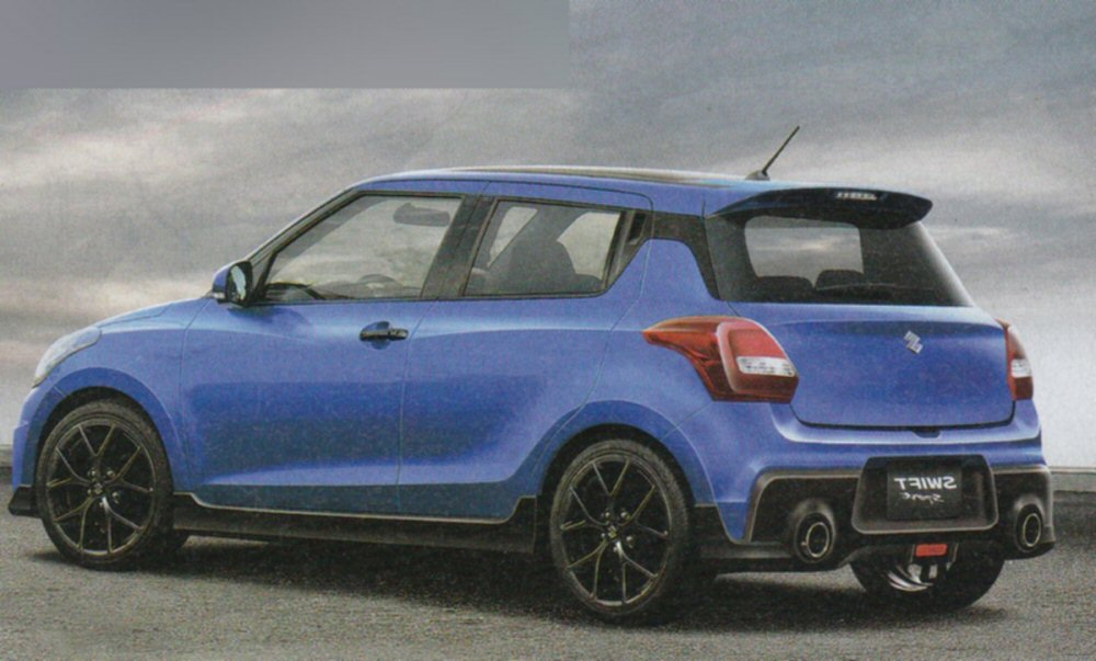 2017 Suzuki Swift Sport blue rear three quarters rendering