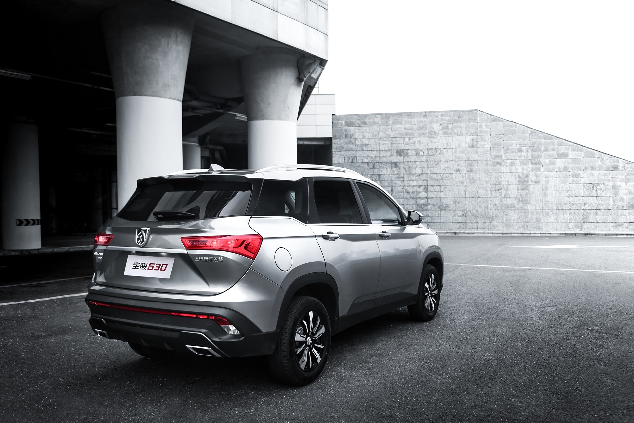 MG badged Baojun 530 rear three quarters view