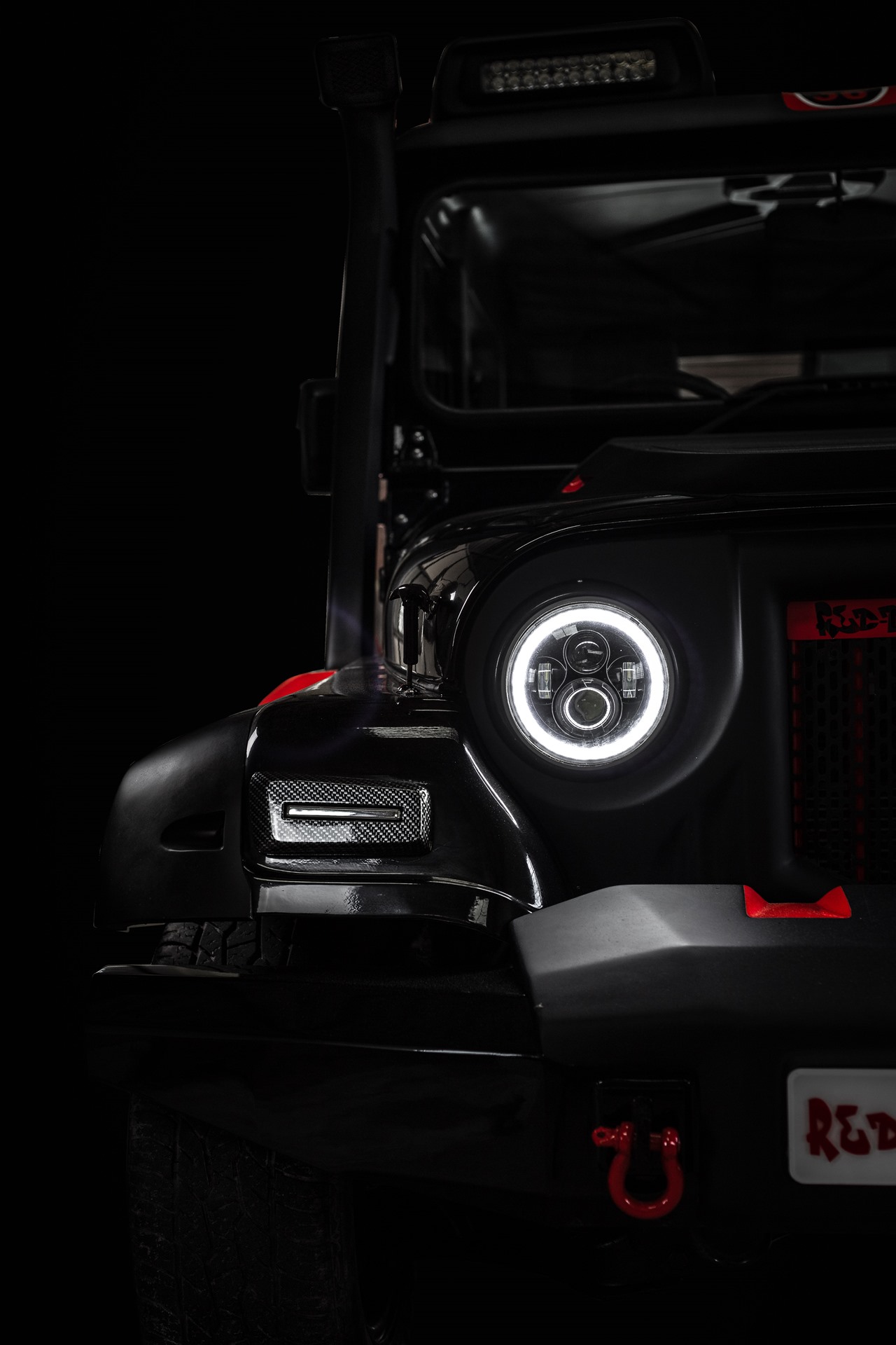 Modified Mahindra Thar by Red-D customs headlight