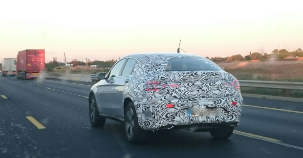 Mercedes GLC Coupe shows its sloping roofline - Spied
