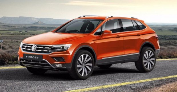 Front & rear of the VW T-Cross rendered