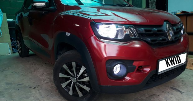 Renault Kwid customized with LED headlamp and side mirror indicators