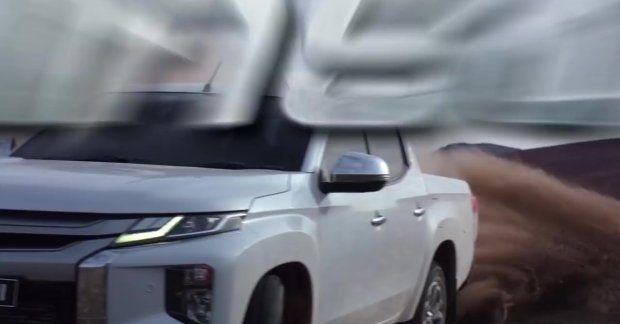 2019 Mitsubishi Triton (facelift)'s front-end partially revealed in a ...