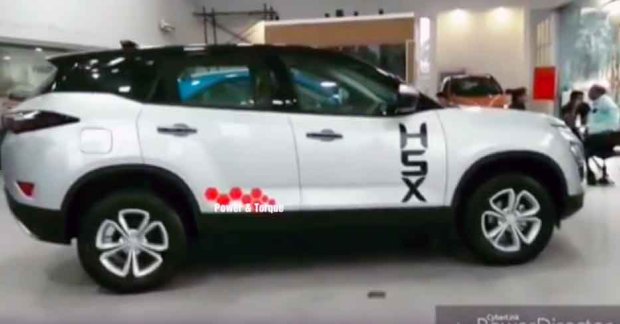 Tata Harrier with dual-tone colour and H5X decals spotted at a dealer