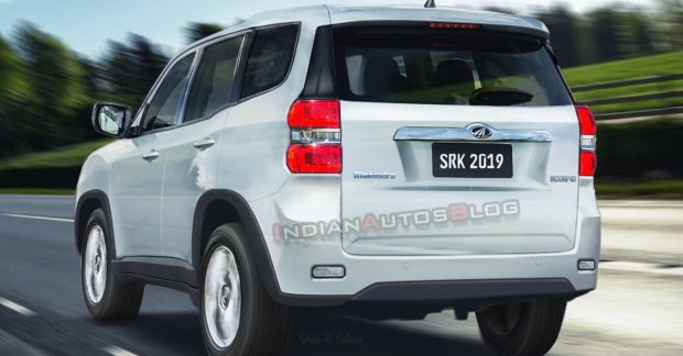 Next-gen 2020 Mahindra Scorpio rear-quarter - IAB Rendering