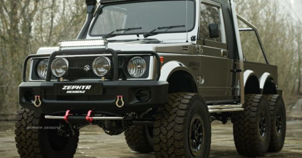 Maruti Suzuki Gypsy Rendered As A Badass 6x6 Off-Road Vehicle