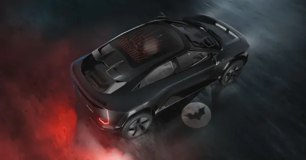 BTS of the Mahindra BE6 Batman Edition Panoramic Roof Logo
